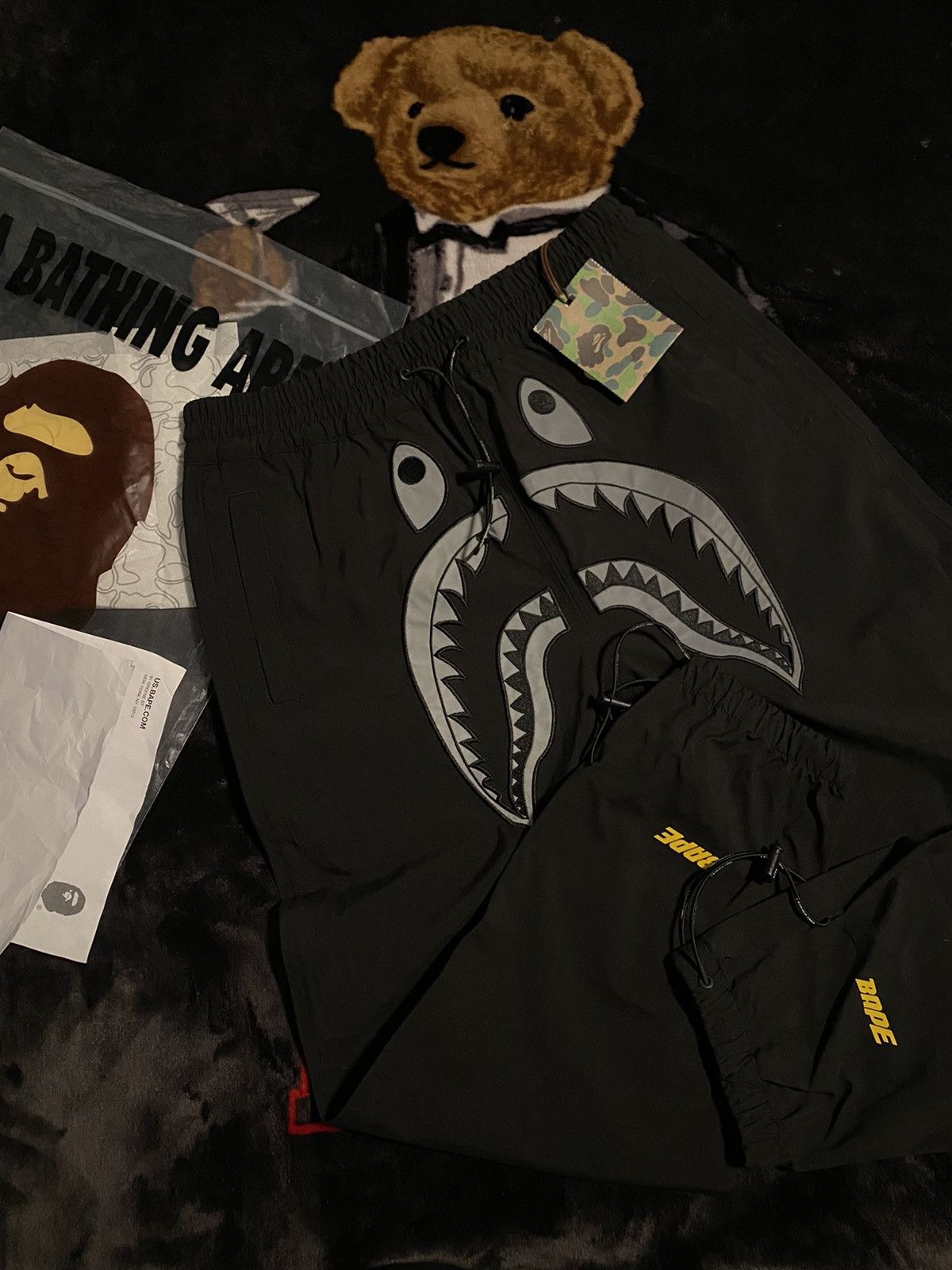 Bape Reflective Shark 2Layer pants | Grailed