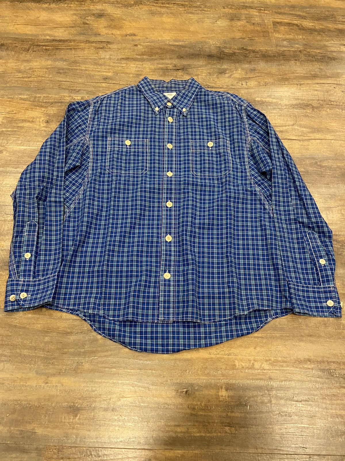 Visvim Visvim Blue Plaid Flannel Button Up Collard Shirt 0357259567 | Grailed
