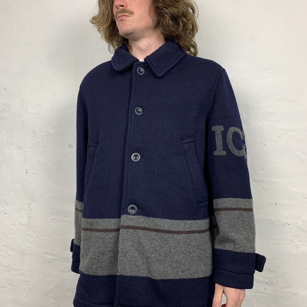 Iceberg Heavy Iceberg Wool Coat with ICE on the arm | Grailed