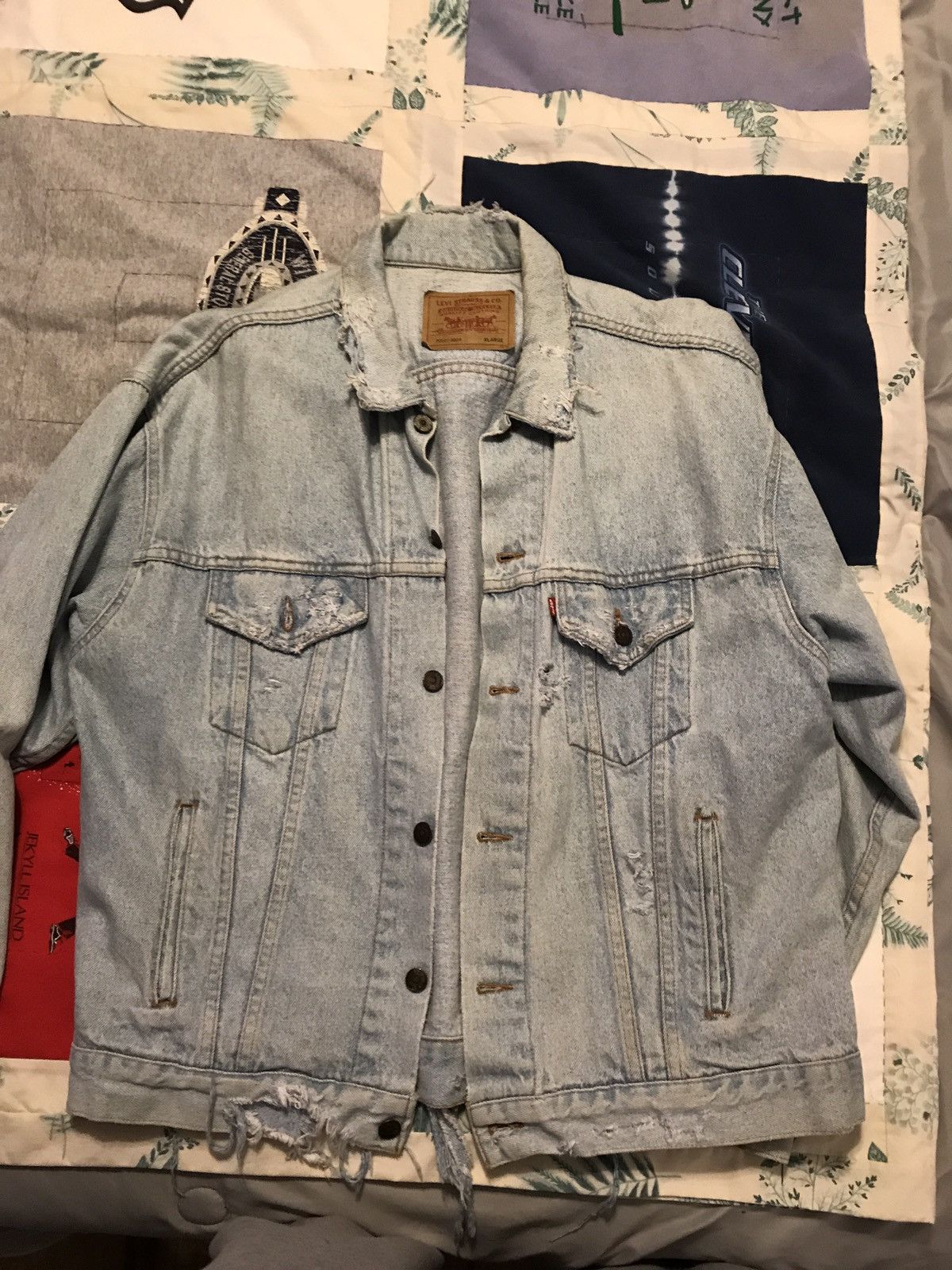 Kanye West × Yeezy *1 OF 1* KANYE WEST TLOP Distressed Denim Jacket XL ...