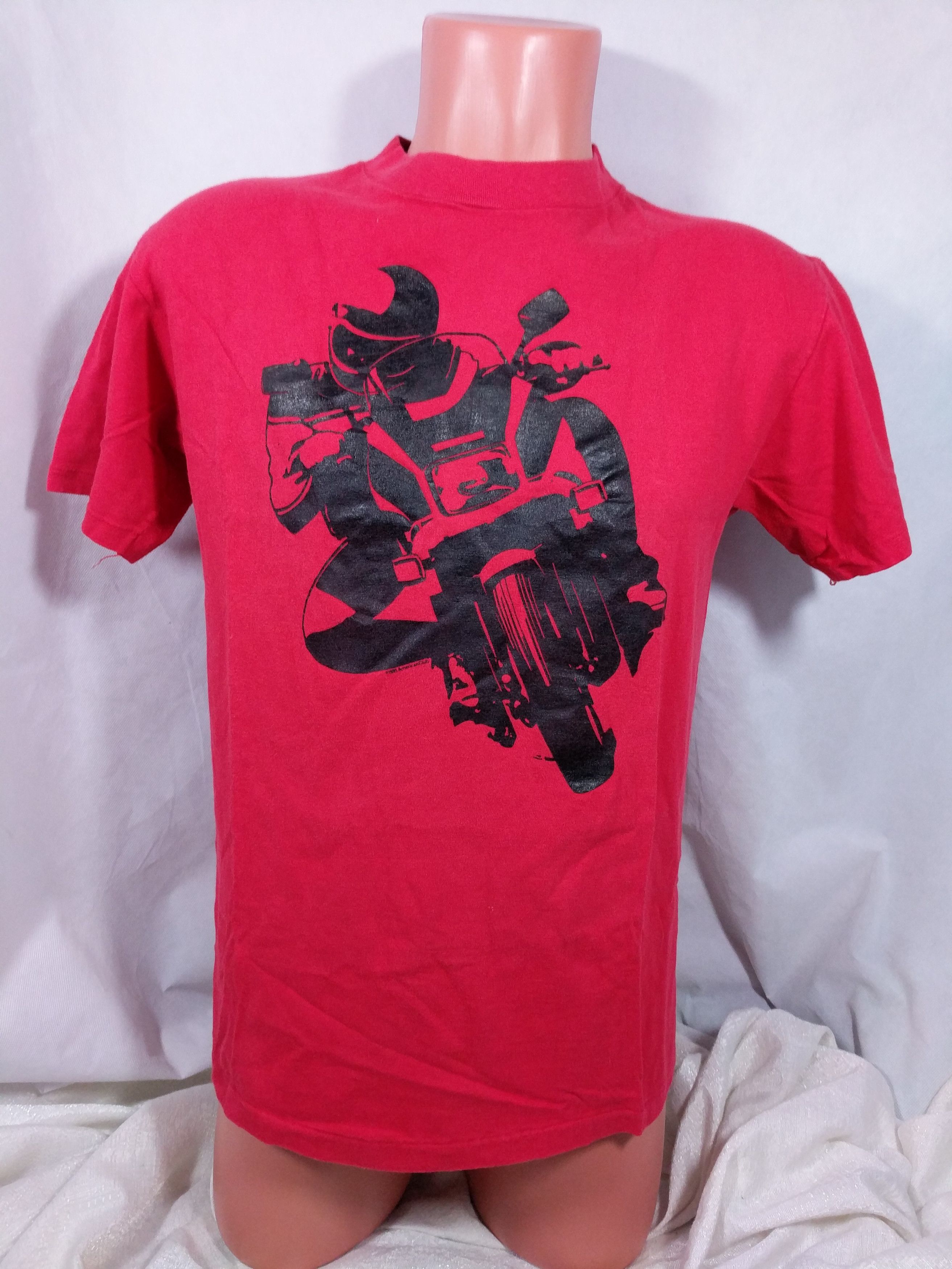 Made In Usa × Vintage 80s Motorcycle Racing T-Shirt Fits Medium Red ...