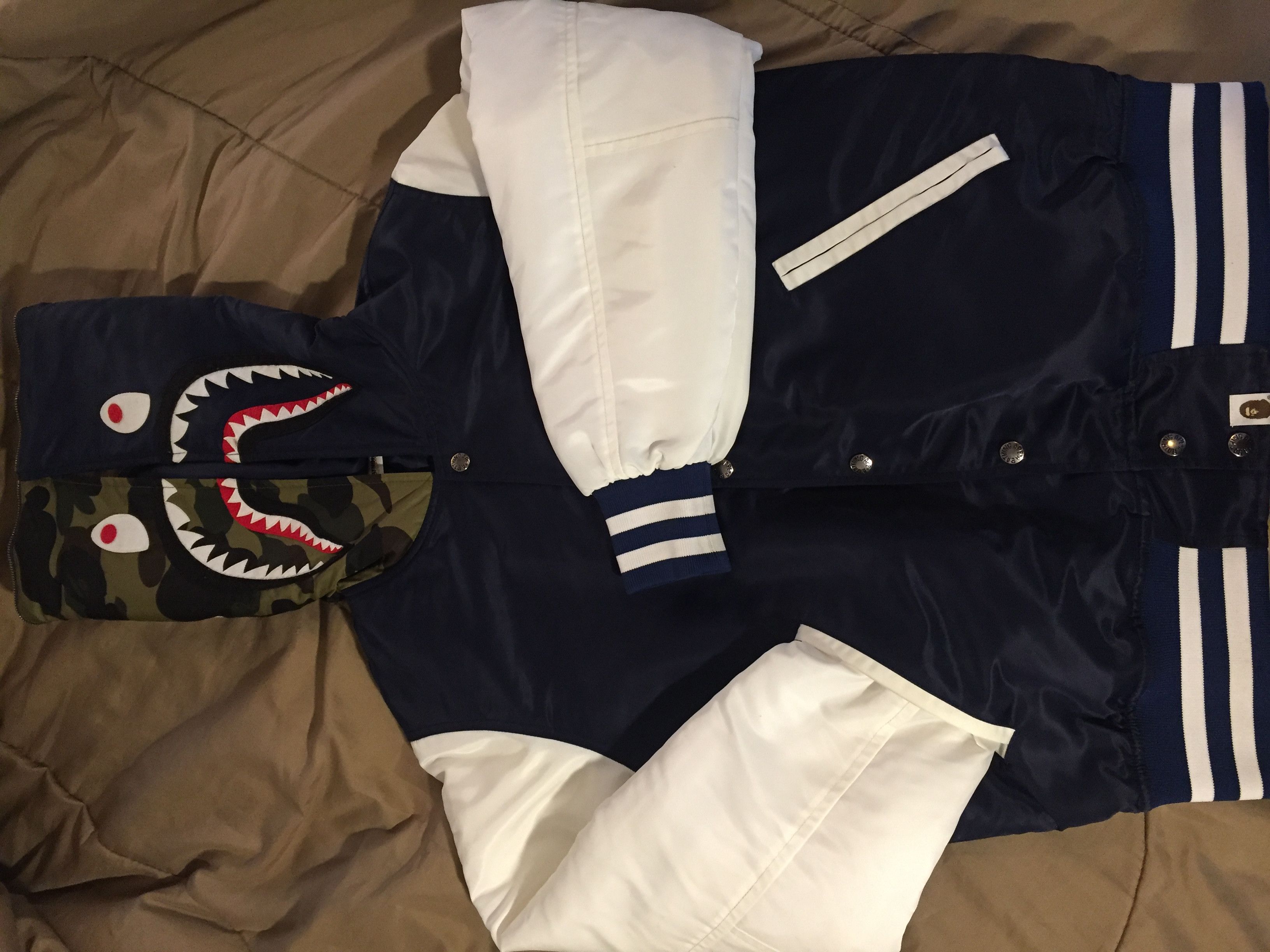 Bape Shark Varsity Jacket | Grailed