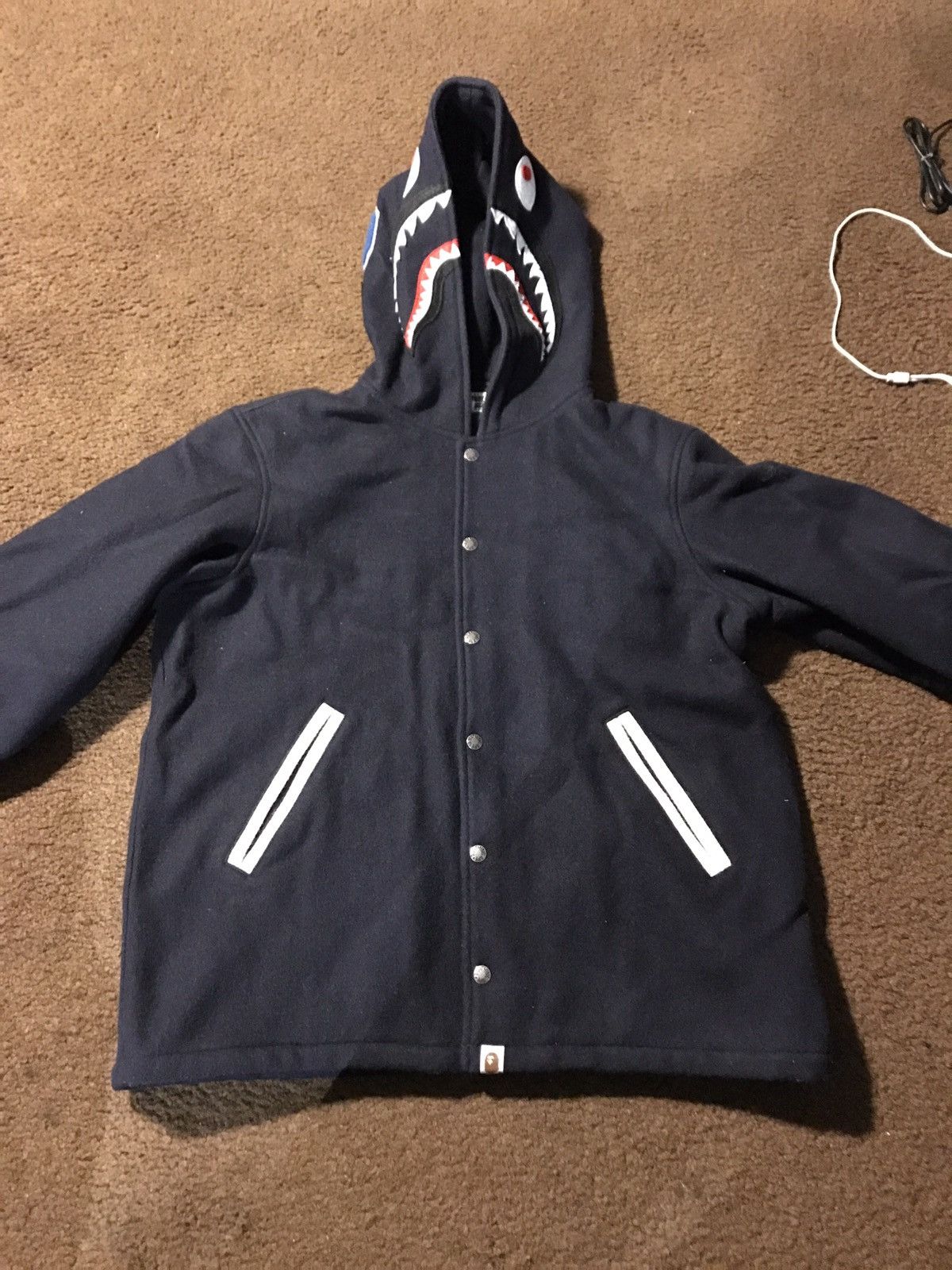 Bape Bape Wool Varsity Jacket Navy Color | Grailed