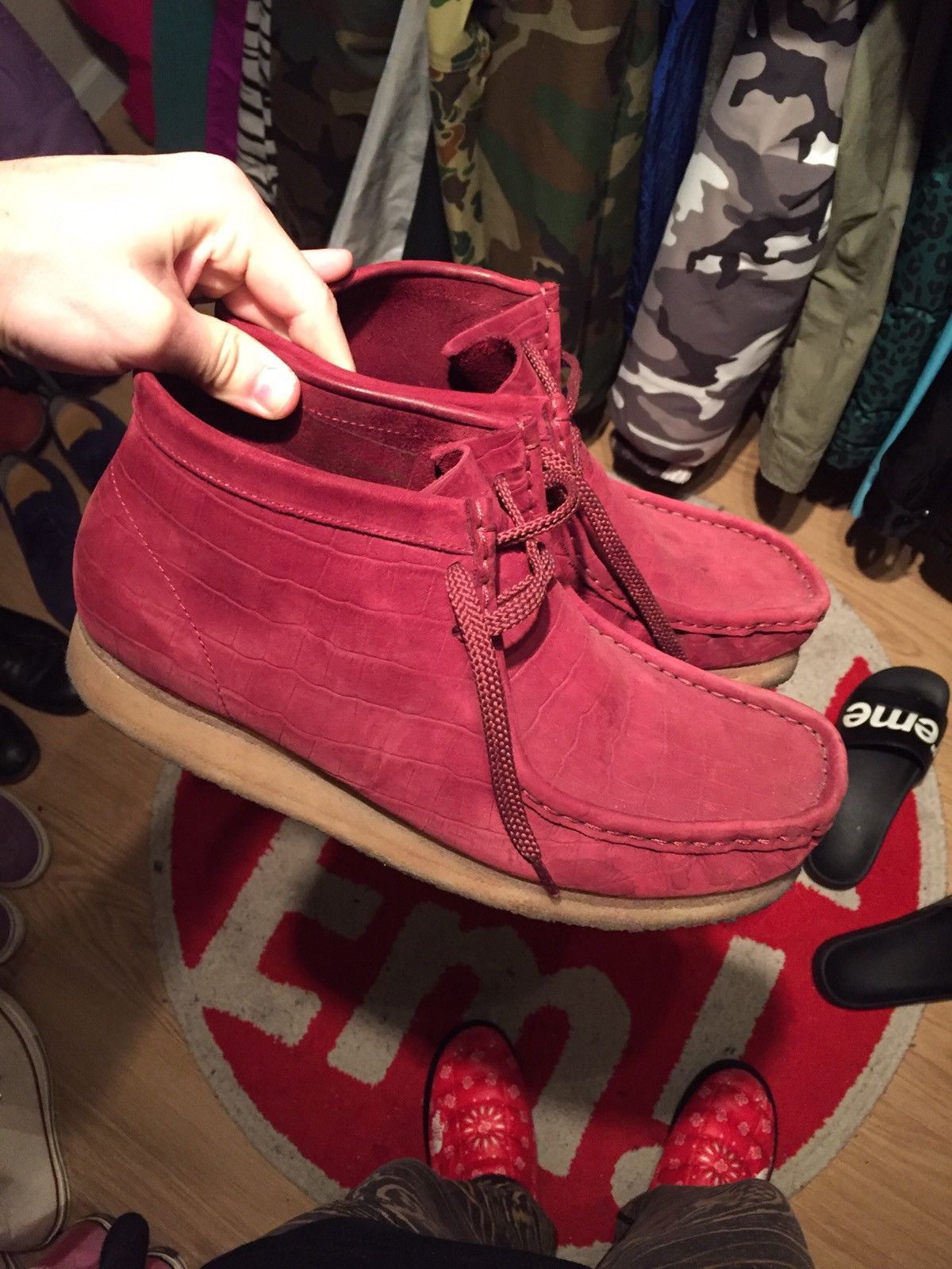 Clarks × Supreme Burgundy Wallabee | Grailed