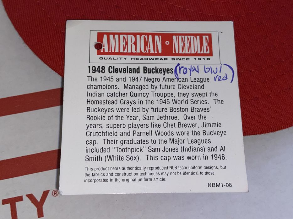 Vintage Cleveland Buckeyes Negro Leagues Baseball Cap 6 7/8 Indians ...