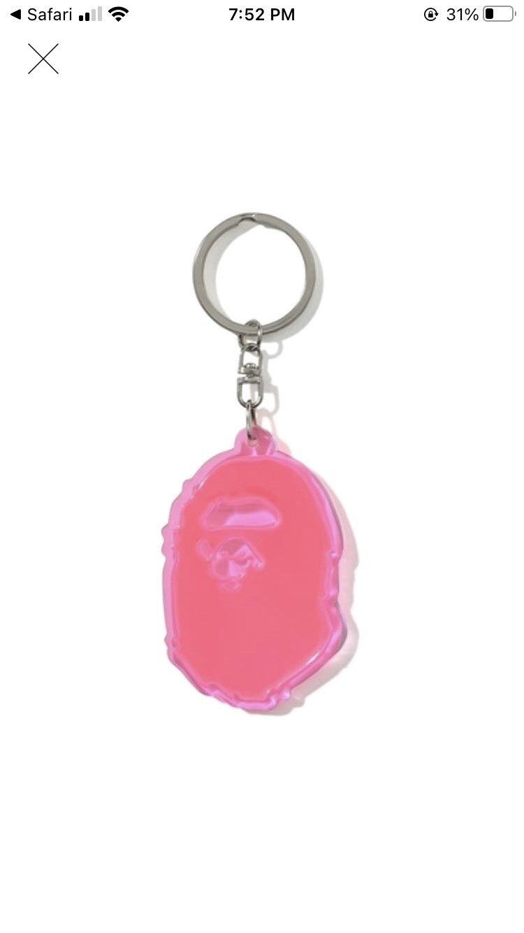 Bape Bathing ape reflective keychain pink colorway | Grailed