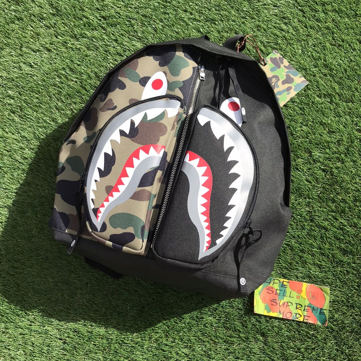 Bape BAPE Shark Green Camo backpack | Grailed