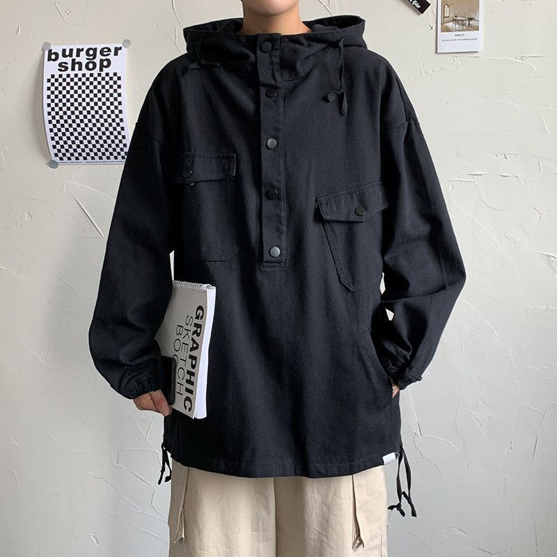 Streetwear × Vintage Black loose hooded jacket | Grailed
