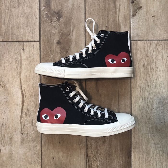 Converse CDG CONVERSE BLACK HIGH TOPS | Grailed