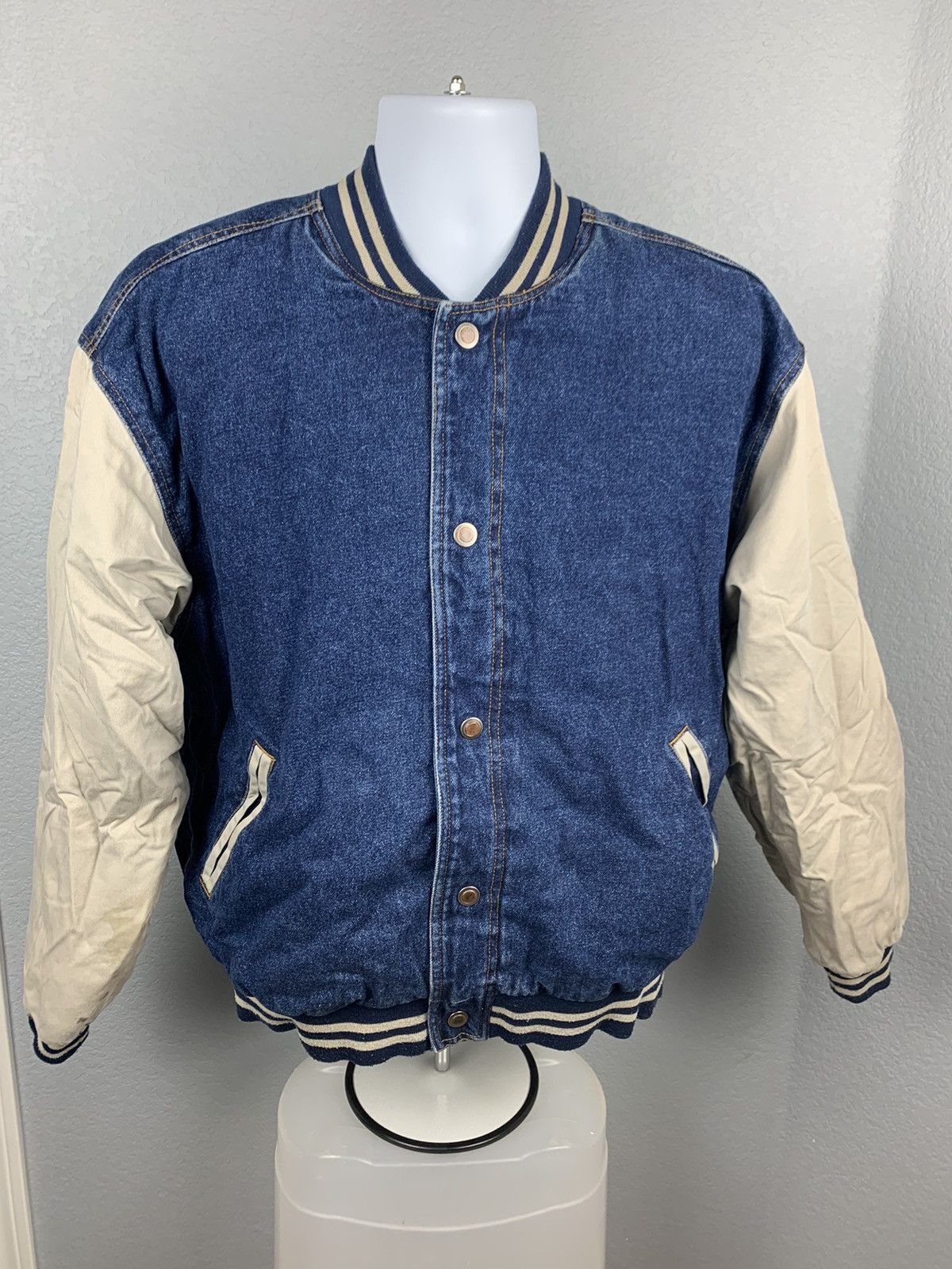 Vintage Vintage basic editions denim varsity jacket | Grailed