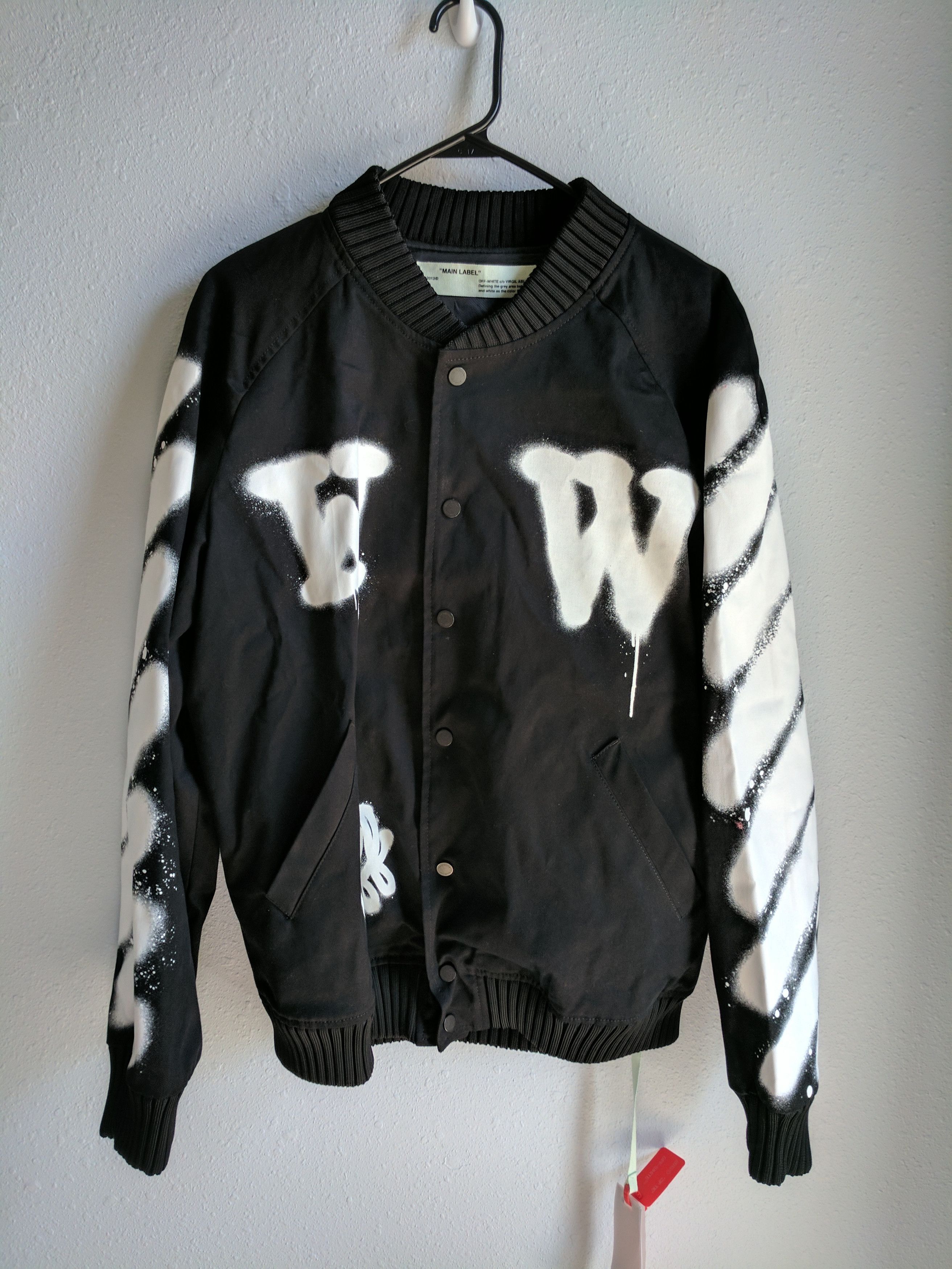 Off-White Spray Paint Varsity Jacket | Grailed