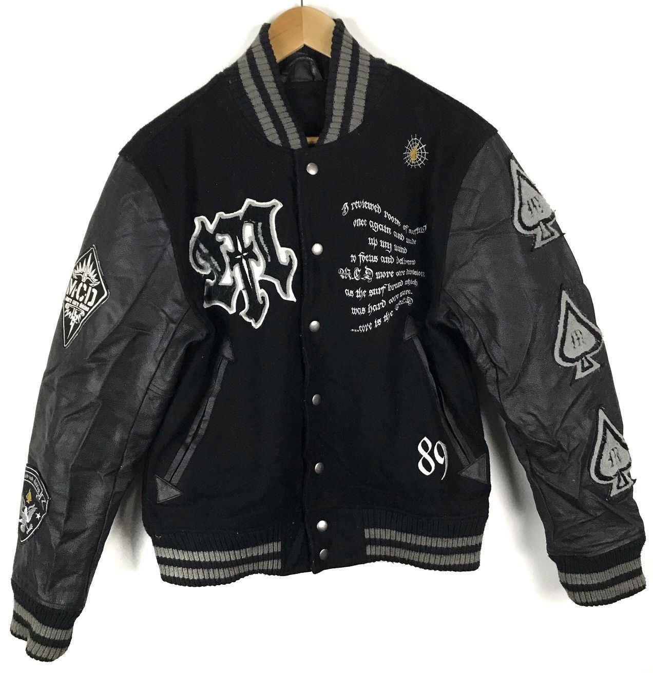 Japanese Brand × Leather Jacket × Varsity Jacket Vintage MCD Sleeve ...