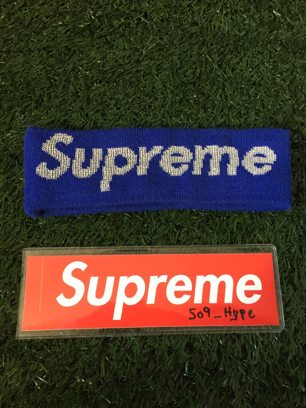 Supreme *RARE* Supreme SS16 Royal Blue Big Logo Headband | Grailed