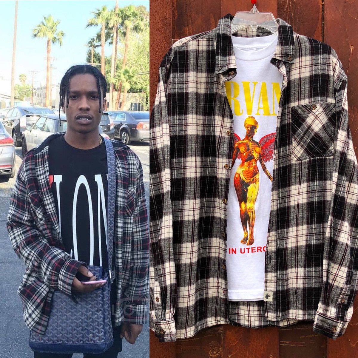 Vintage 90s ASAP Rocky Style Plaid Flannel Button Down | Grailed