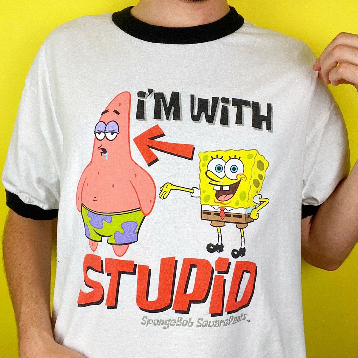 Nickelodeon × Vintage 2002 Spongebob Squarepants I’m with Stupid Ringer ...
