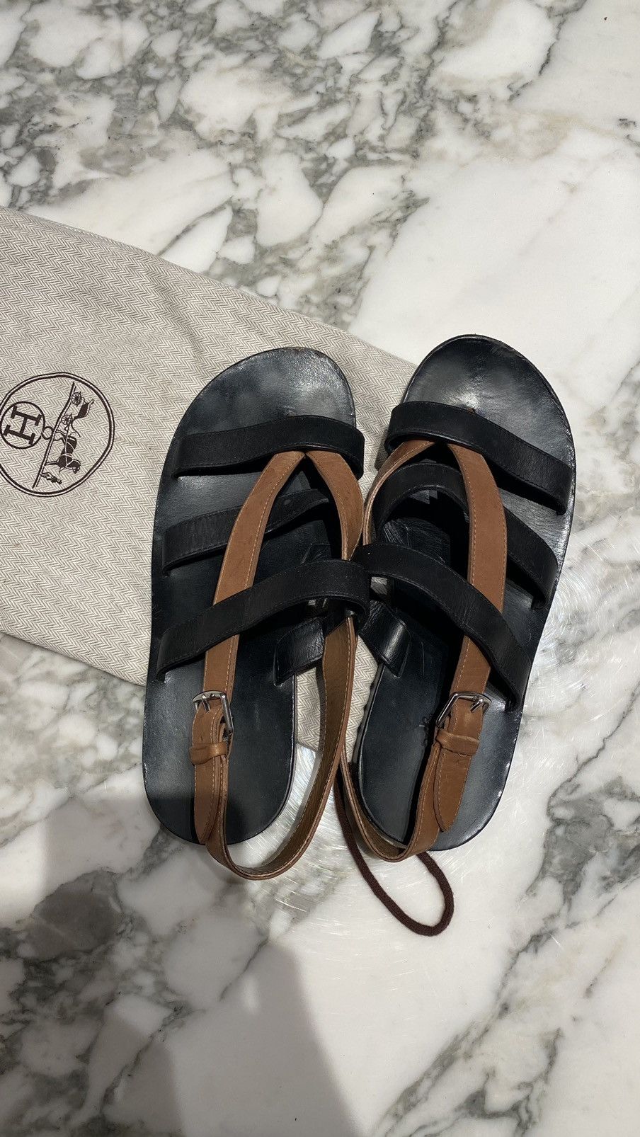 Hermes Black and tan Hermes sandals | Grailed