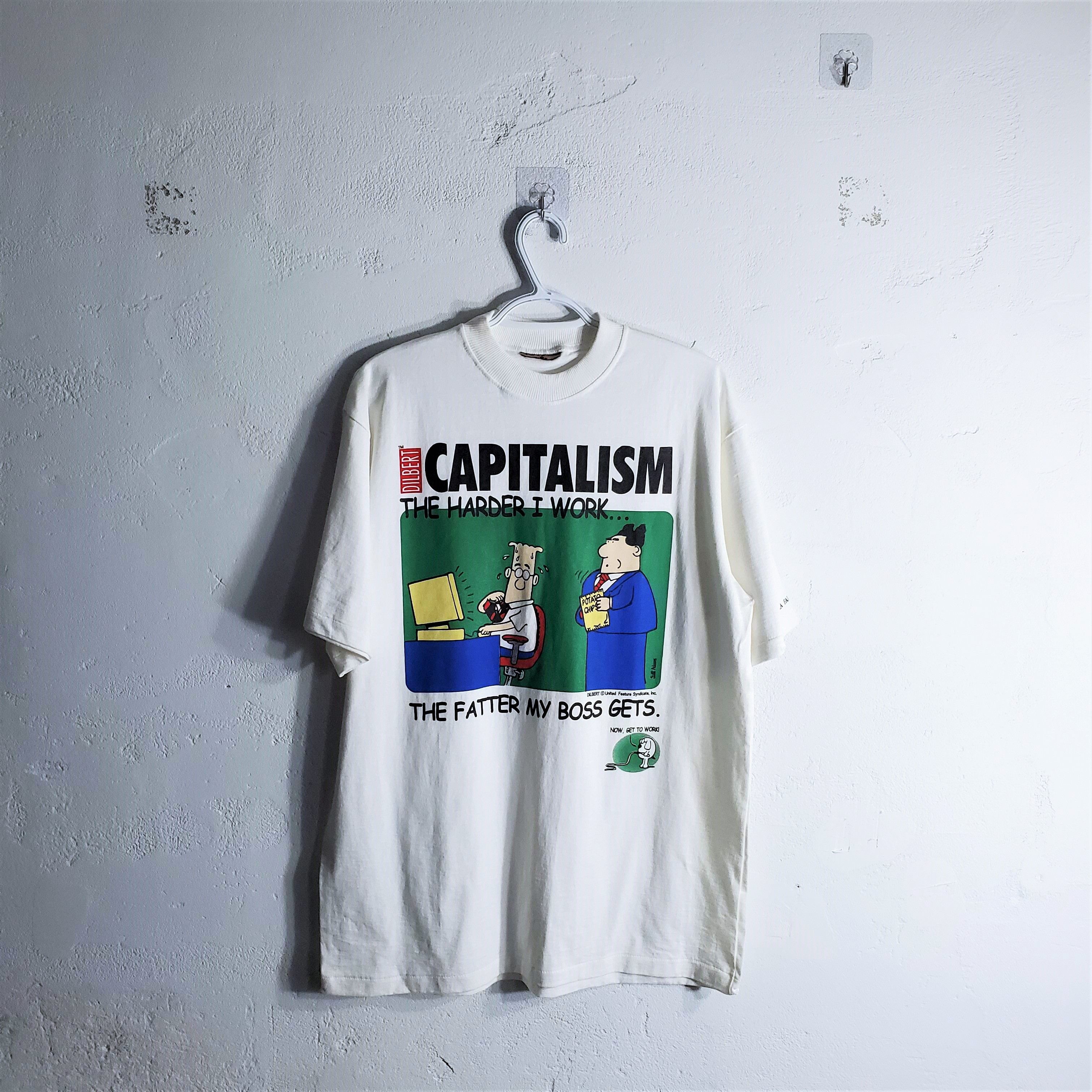 Vintage 90s Dilbert Capitalism Tee White Boss Dog Cute | Grailed
