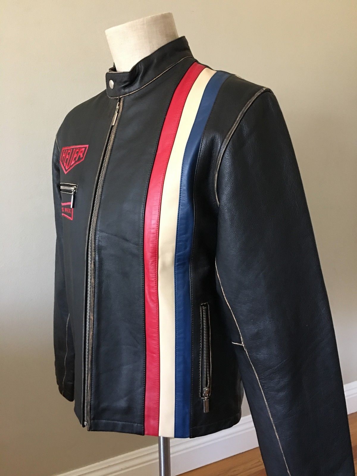 Tag Heuer NWOT TAG HEUER LEATHER JACKET SIZE L Steve Mcqueen formula ...