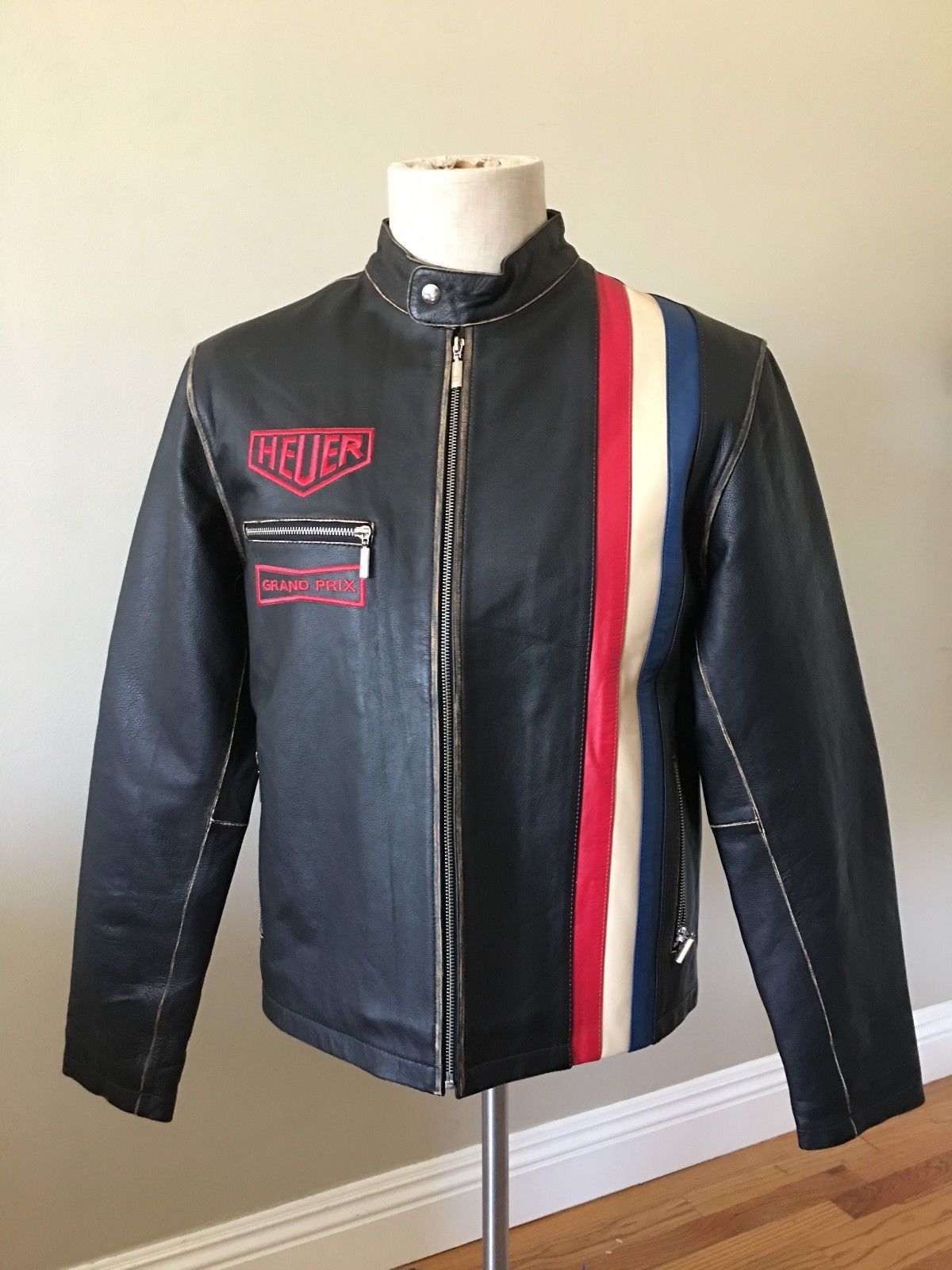 Tag Heuer NWOT TAG HEUER LEATHER JACKET SIZE L Steve Mcqueen formula ...