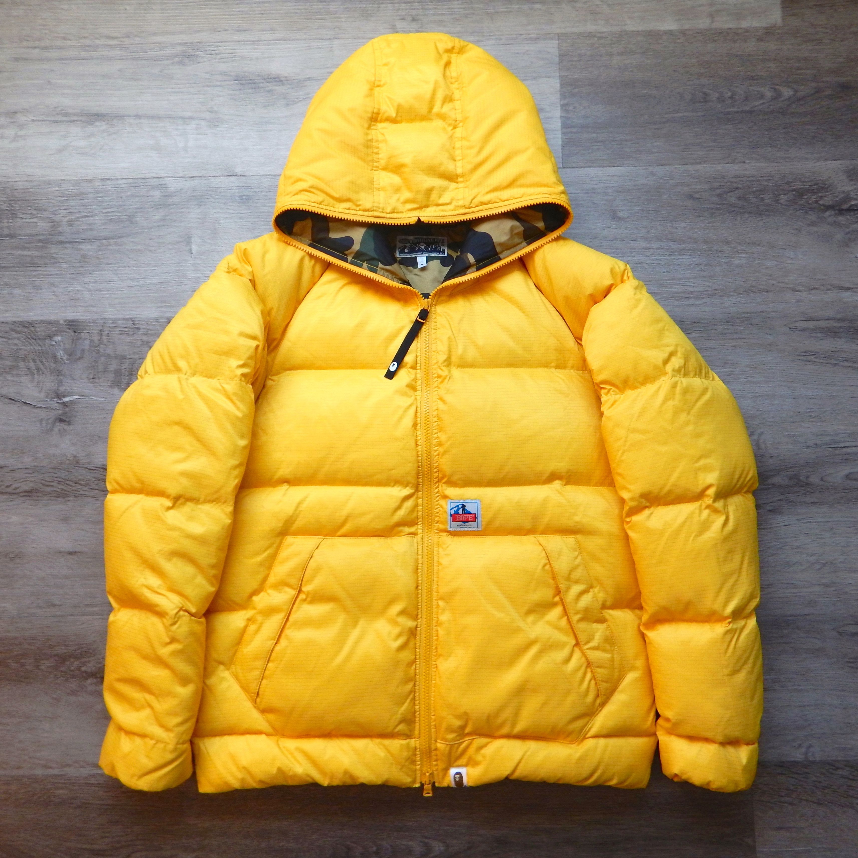 Bape Bape Yellow / Green Camo Lined Down Puffer Jacket | Grailed