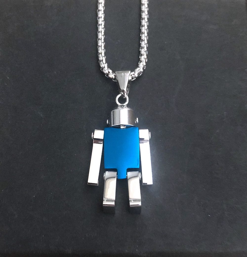 Jewelry × Vintage Stainless Steel Robot Pendant Necklace chain 20 ...