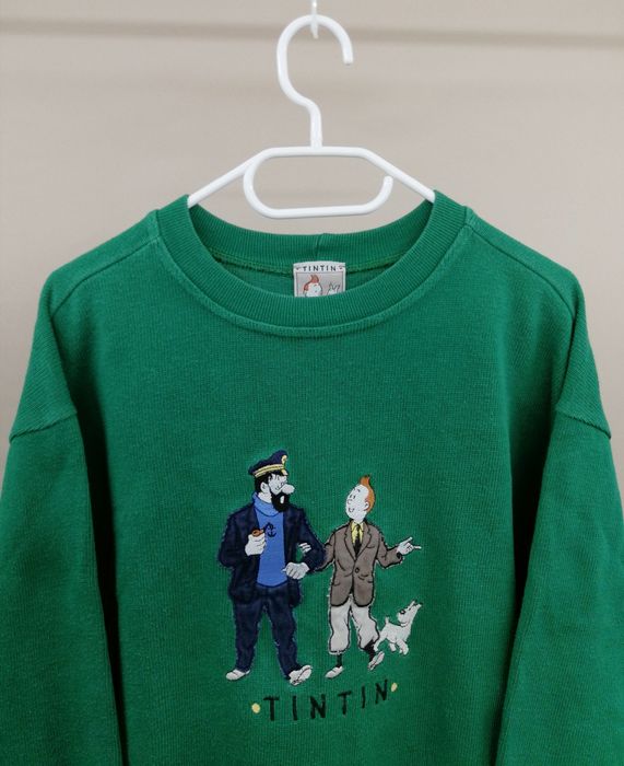 Vintage Vintage Tintin Sweatshirt French Cartoon Green Logo | Grailed