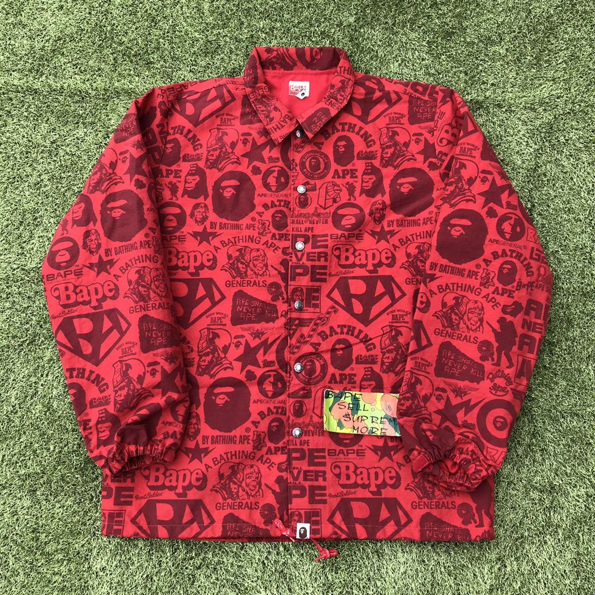 Bape BAPE APE Logo's Nylon Jacket Red | Grailed