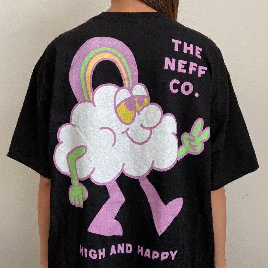 NEFF × Streetwear Neff Co 'High And Happy' Graphics Black Tee Shirt ...