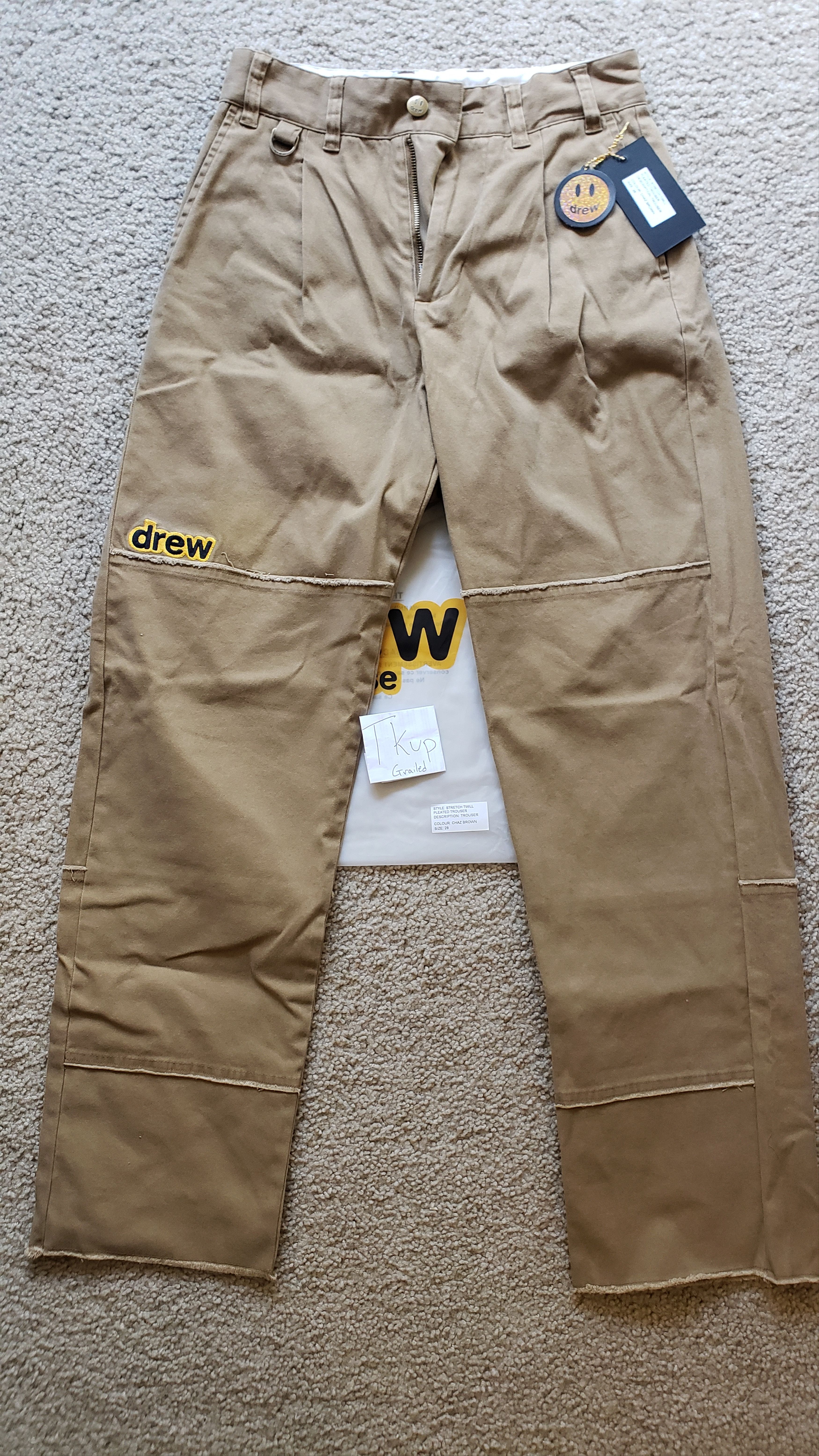 Drew House × Justin Bieber Drew house stretch twill pleated trouser ...