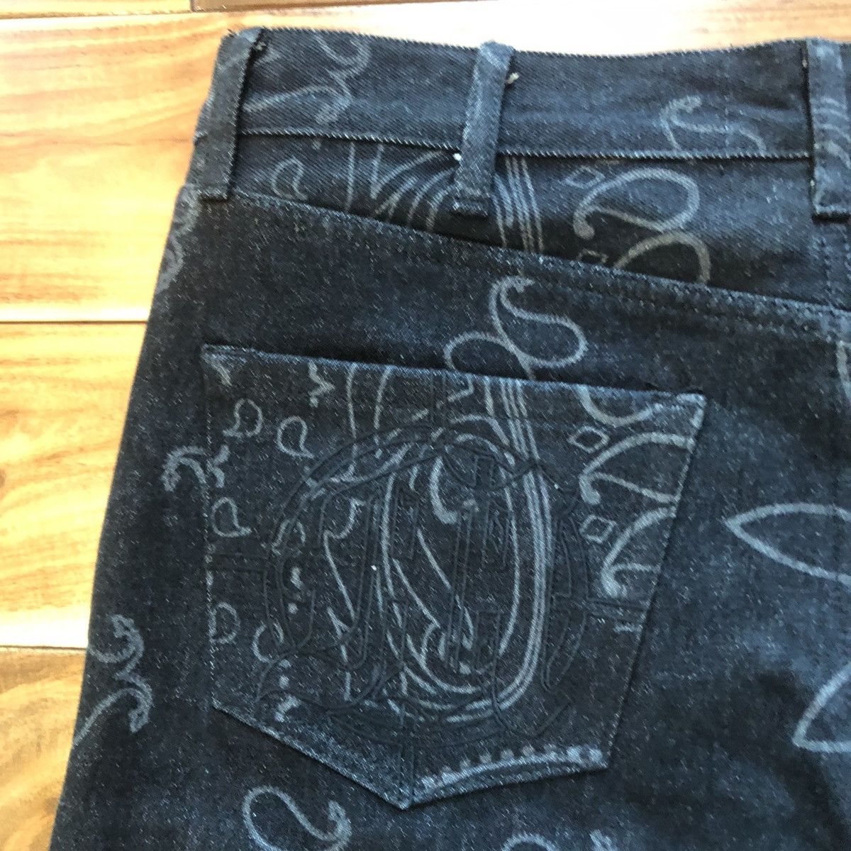 Menace Menace Black Laser Engraved Paisley Denim Pants | Grailed