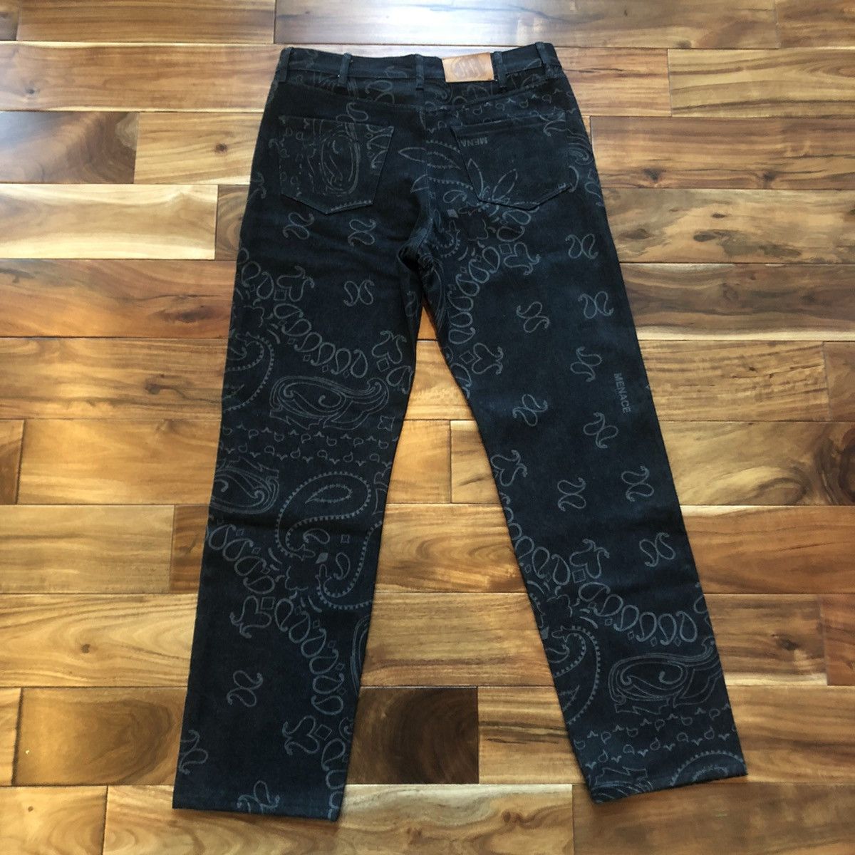 Menace Menace Black Laser Engraved Paisley Denim Pants | Grailed