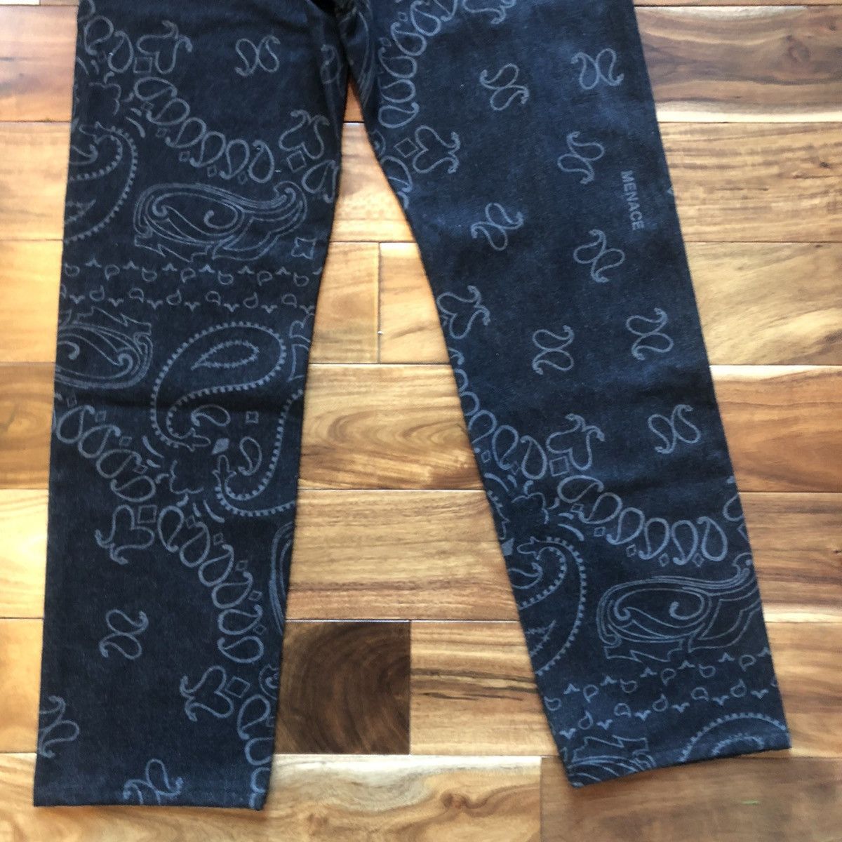 Menace Menace Black Laser Engraved Paisley Denim Pants | Grailed