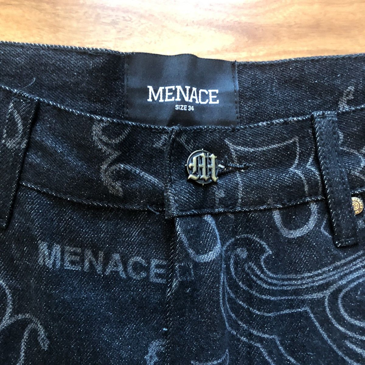 Menace Menace Black Laser Engraved Paisley Denim Pants | Grailed