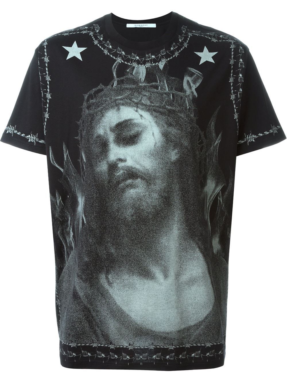 Givenchy $670 Givenchy Jesus Christ Barb Wire Star Print Oversized T ...