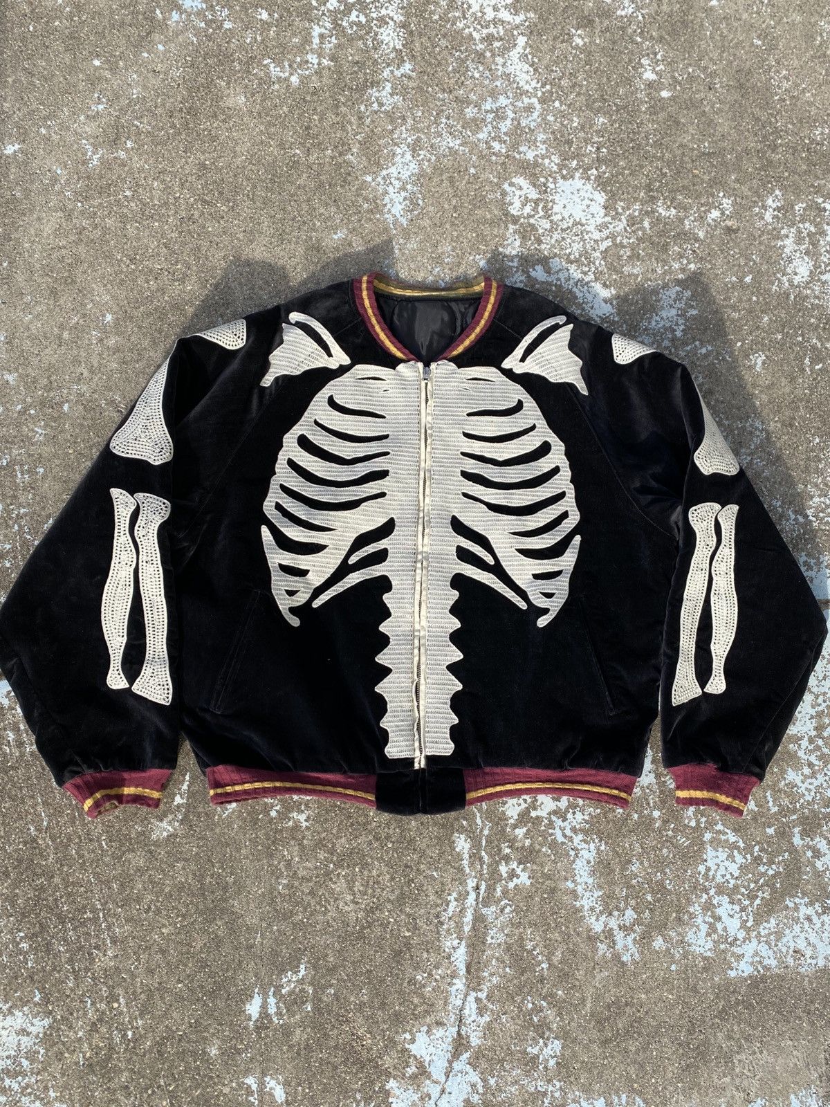 Kapital Skeleton Velvet Bomber Jacket | Grailed