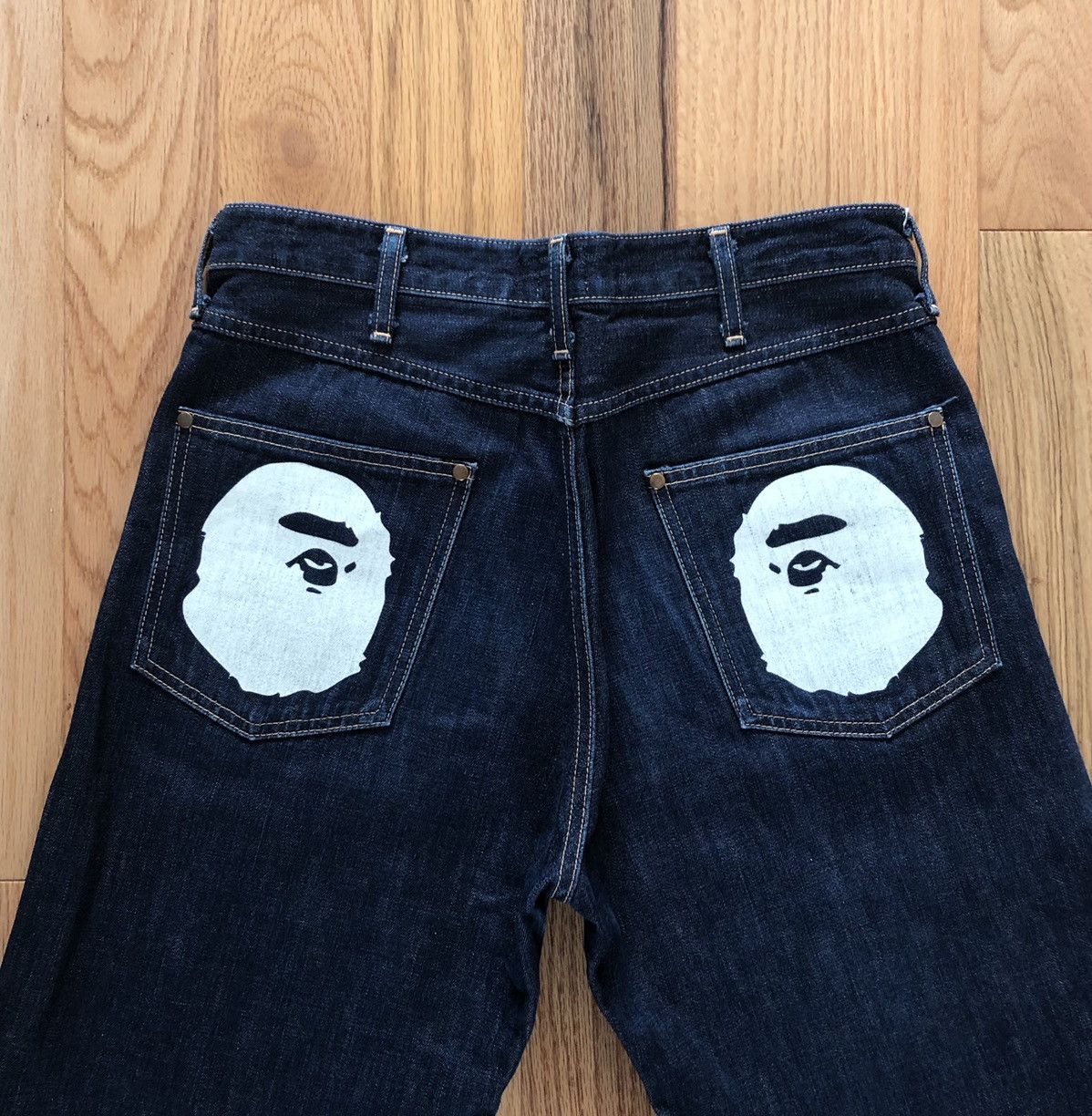 Bape OG Bape “Ape Head” Hand Painted Nigo Era Back Logo Denim | Grailed