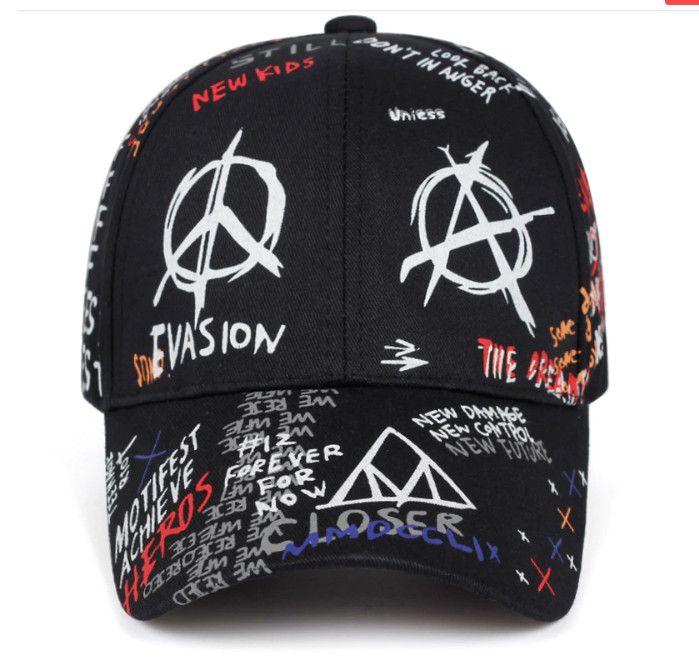 Custom Punk All Over Print Graphic Baseball Cap Hat emo goth skate ...