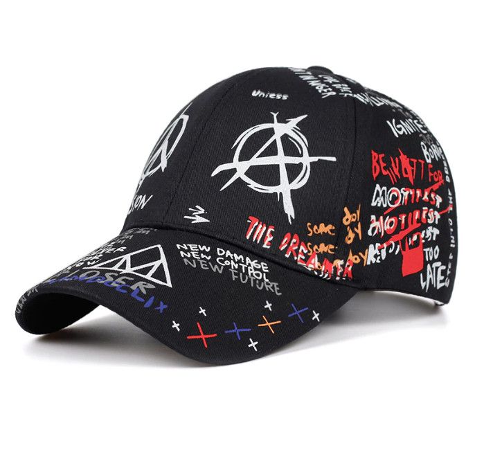 Custom Punk All Over Print Graphic Baseball Cap Hat emo goth skate ...
