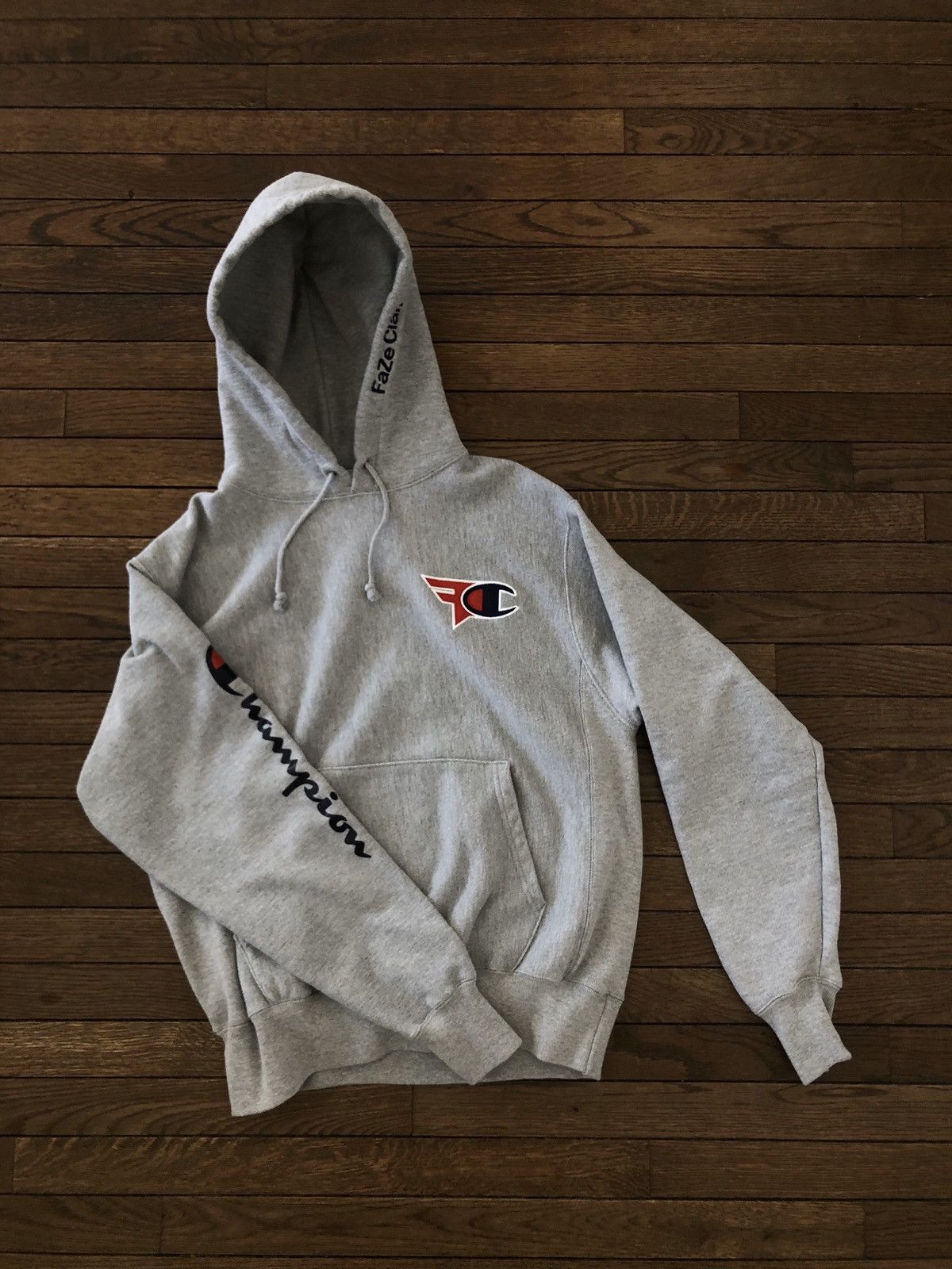 Champion × FaZe Faze Clan x Champion Reverse Weave Hoodie Grey Medium M ...
