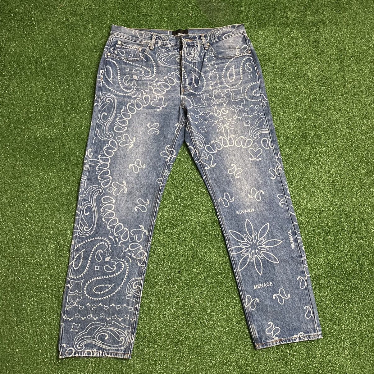 Menace Laser Engraved Paisley Denim Jeans Menace | Grailed