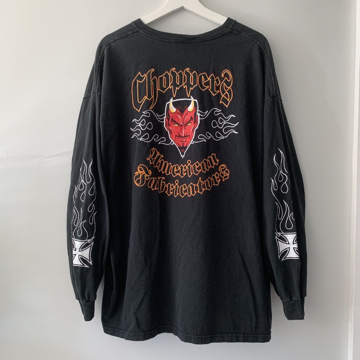 Vintage 90s Choppers Fabricators Devil Flames Travis Biker Style | Grailed