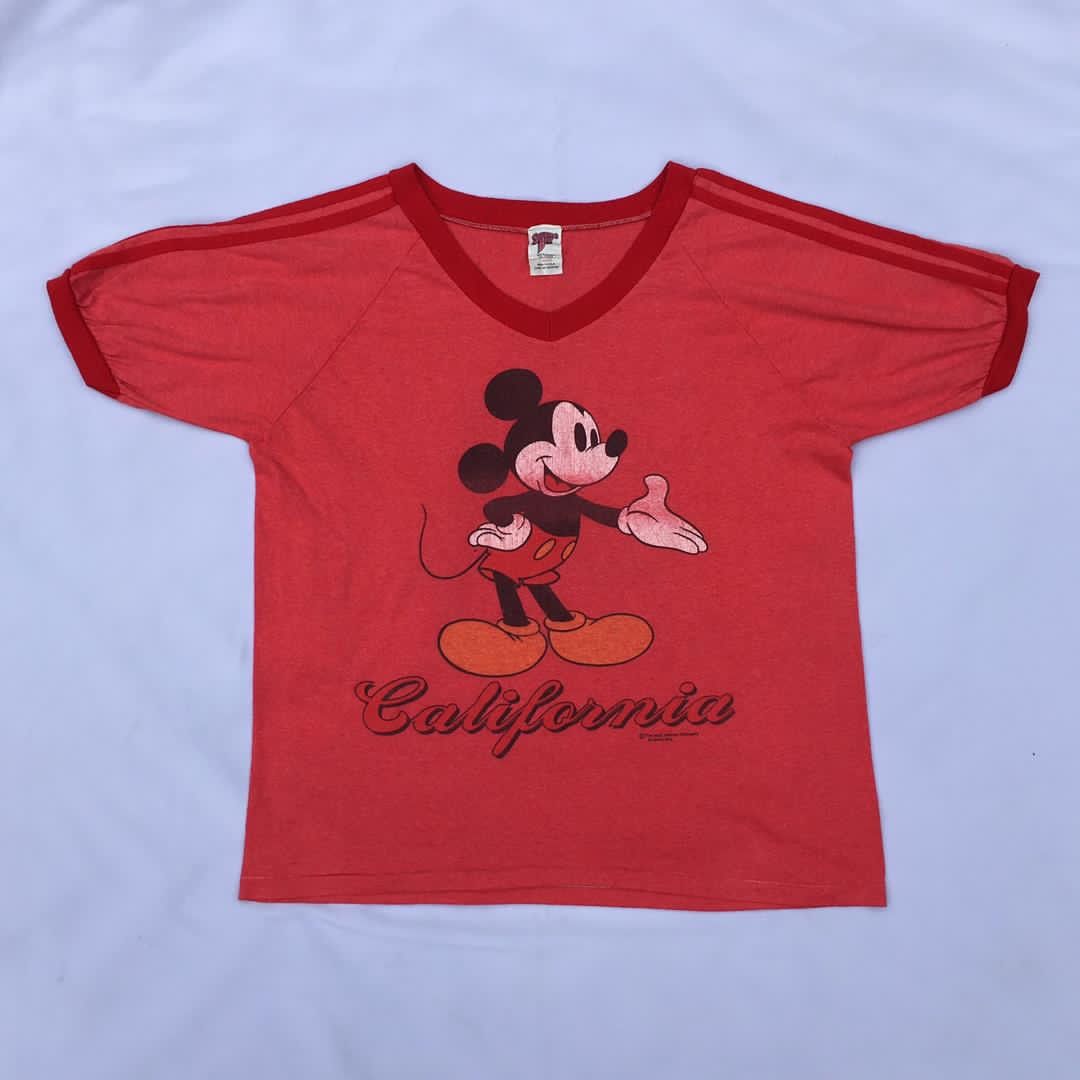 Mickey Mouse × Vintage Rare vintage 80s 90s MICKEY MOUSE V-neck travis ...
