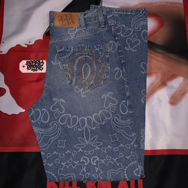 Menace Laser Engraved Paisley Denim Jeans Menace | Grailed