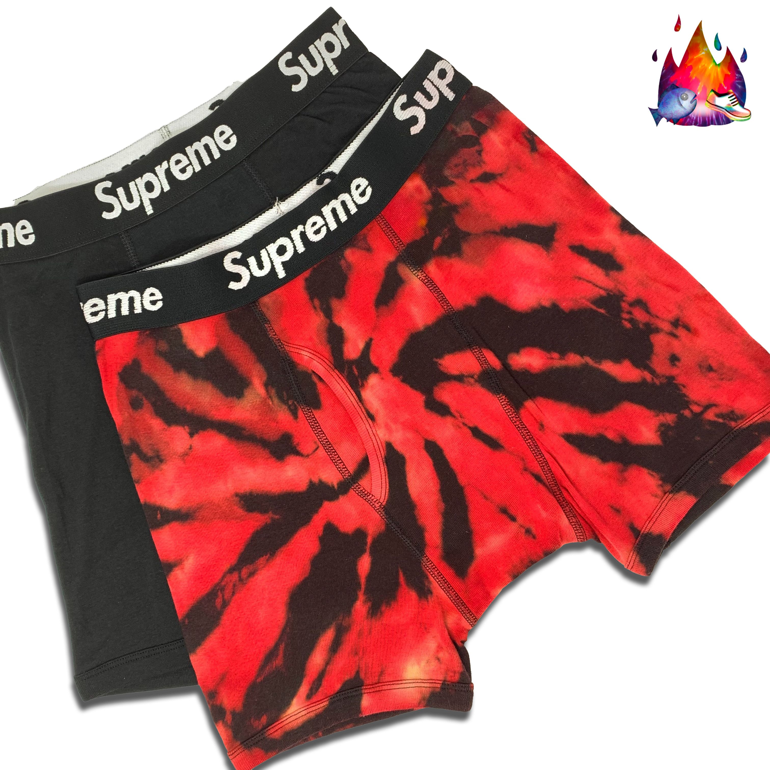 Supreme Large Tie Dye & Black Supreme Hanes Boxer Briefs (2 PACK) | Grailed