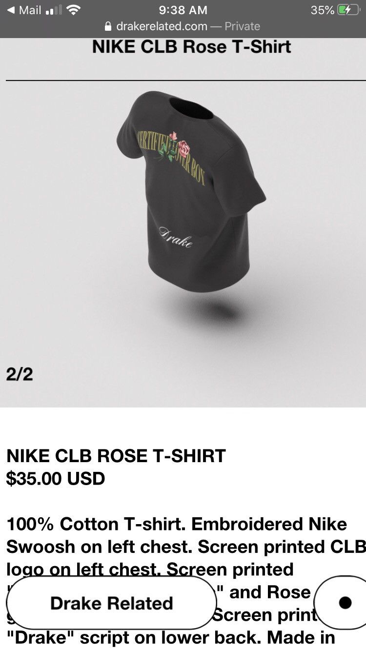 Drake × Nike Drake x Nike CLB Rose Tee | Grailed