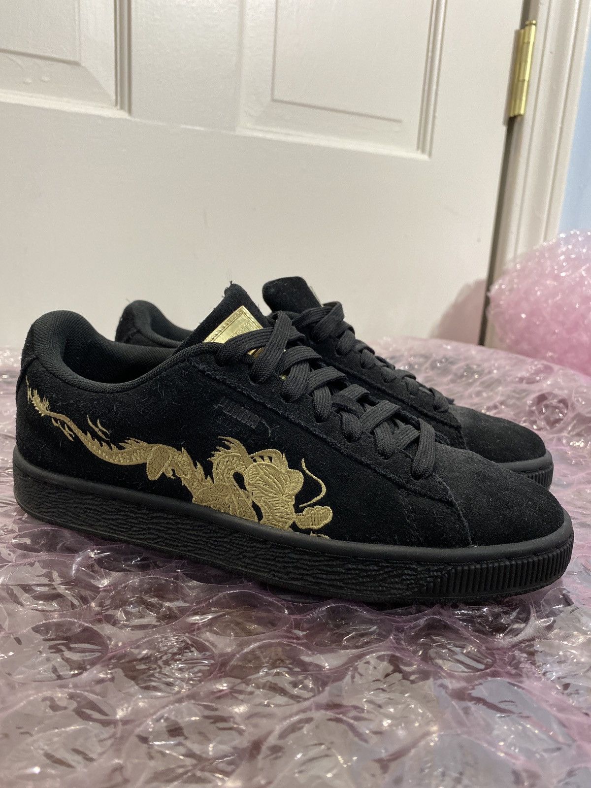 Puma Suede Golden Stitched Dragon Puma Sneakers | Grailed