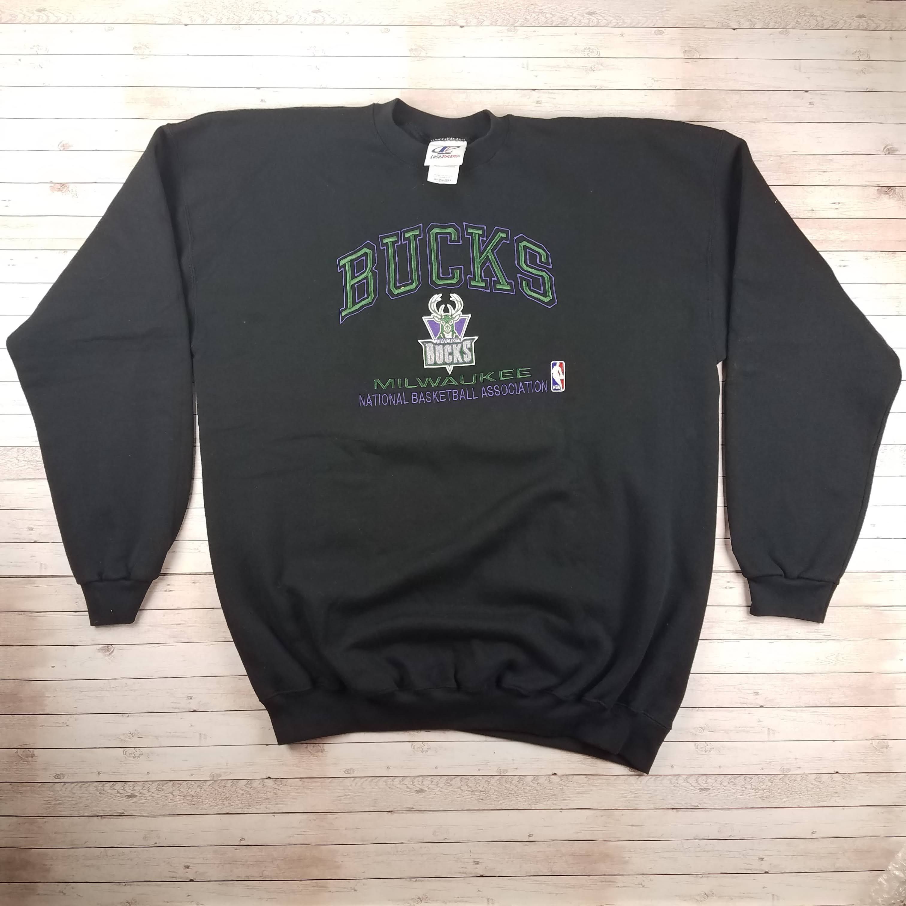 NBA × Vintage VTG 90s Milwaukee Bucks Logo Athletic 3XL Sweatshirt ...