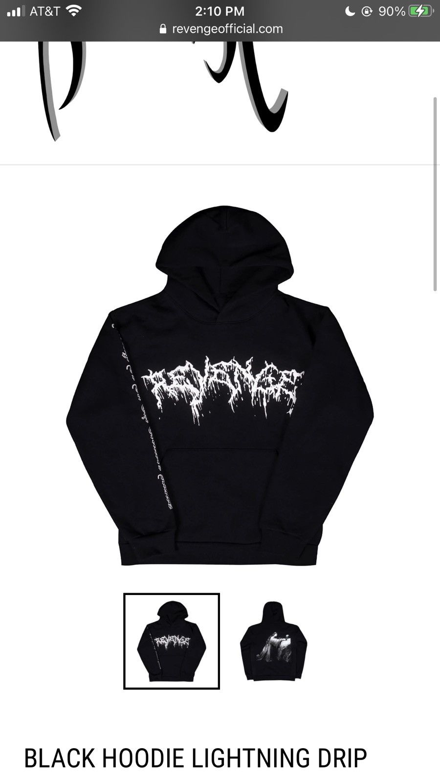 Revenge New Black Hoodie Lightning Drip | Grailed