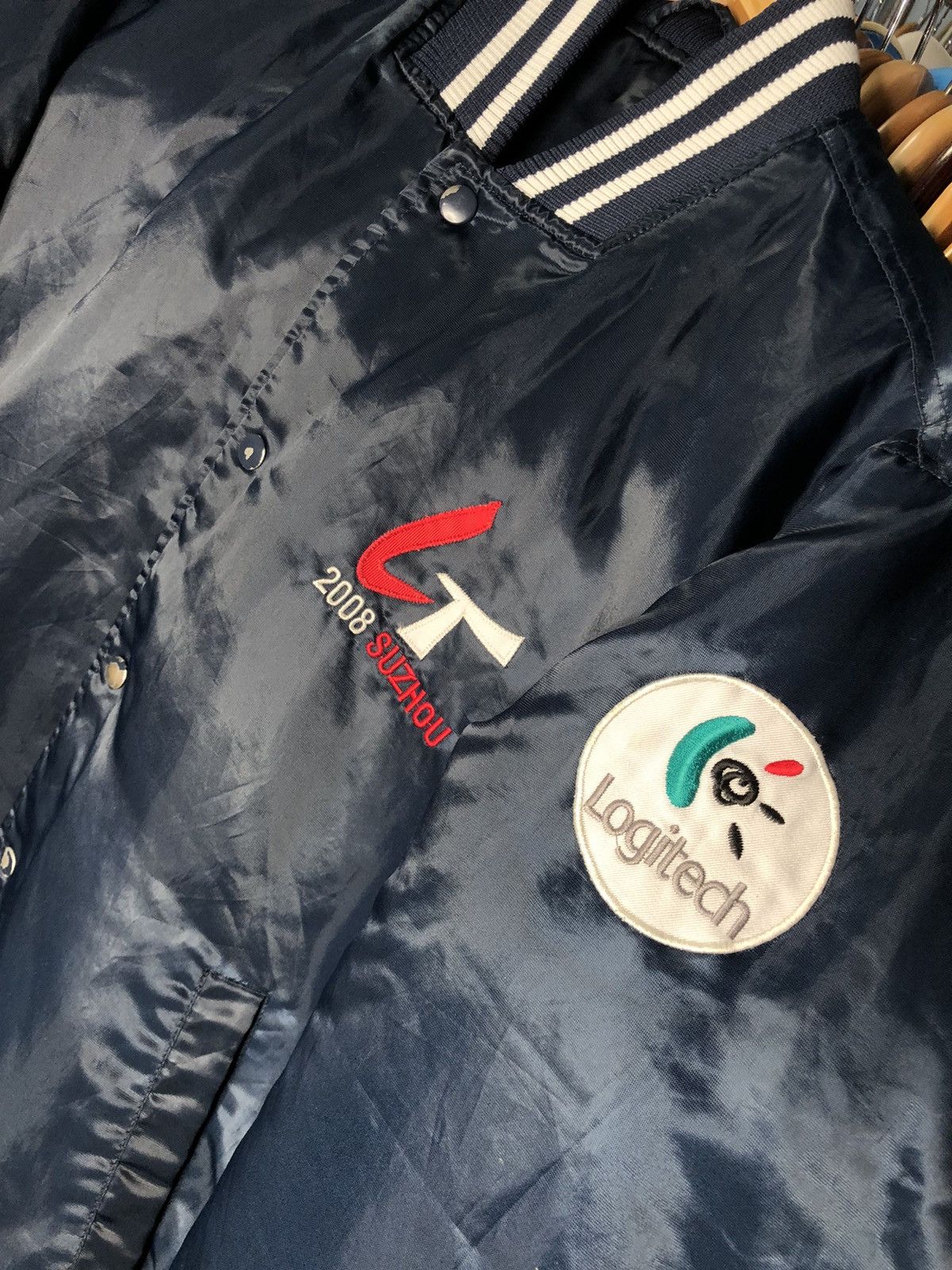Bomber Jacket × Vintage Y2K Logitech SUZHOU 2008 Robocup Satin Bomber ...