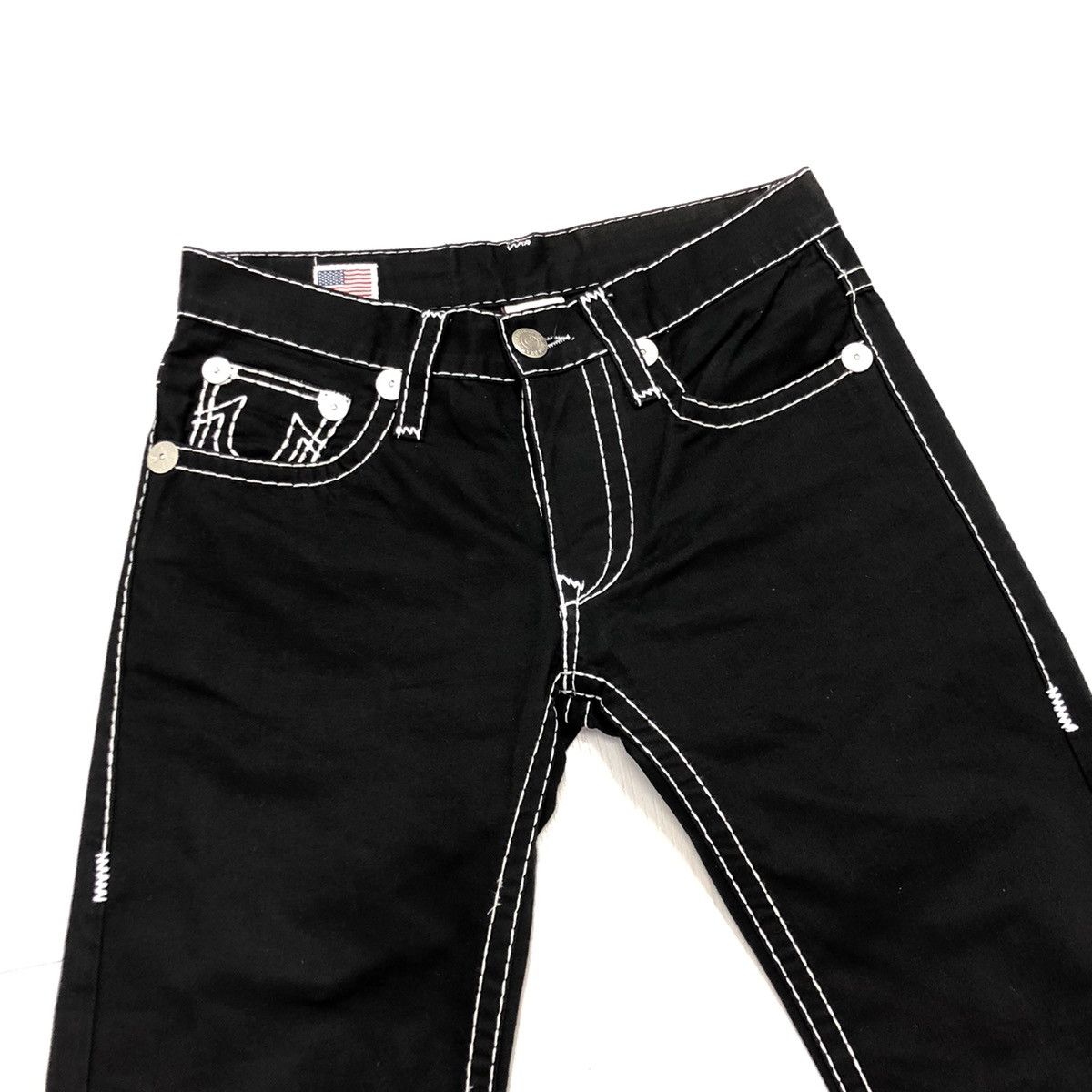 True Religion True Religion Jeans White Stitch Black Denim Jeans | Grailed